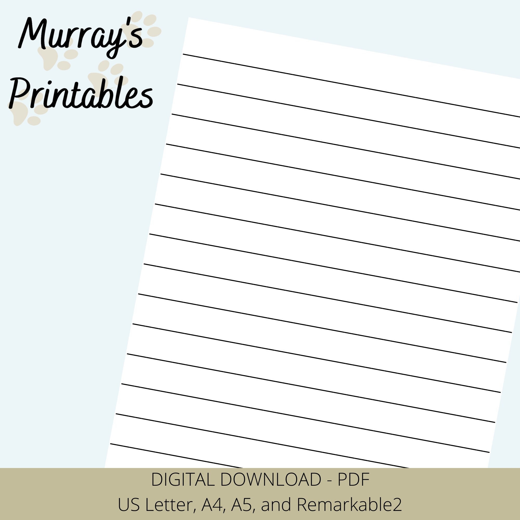 Double Spaced Lined Page, Printable, A4, A5, Letter, Remarkable2 - Etsy