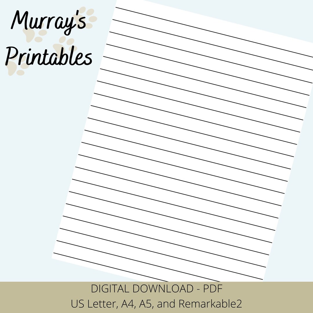 1.5 Spaced Lined Page, Printable, A4, A5, Letter, Remarkable2 - Etsy