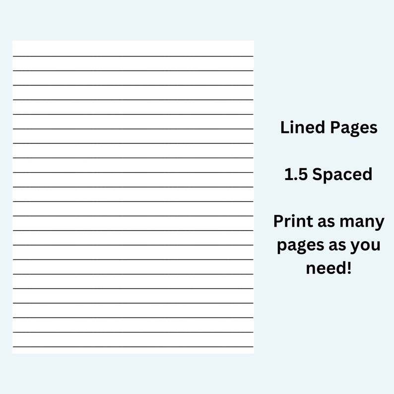 1.5 Spaced Lined Page, Printable, A4, A5, Letter, Remarkable2 - Etsy