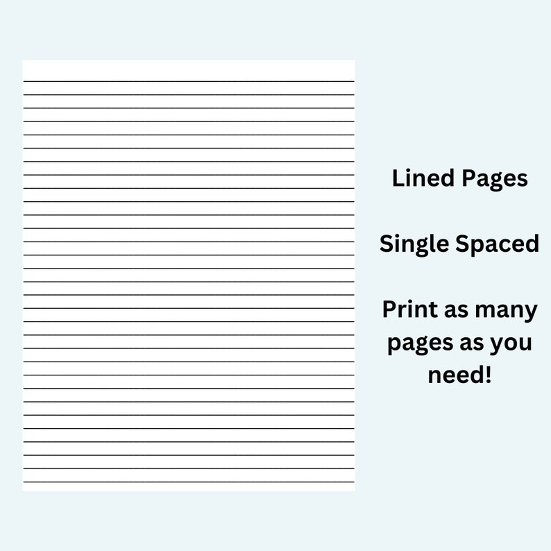 Single Spaced Lined Page, Printable, A4, A5, Letter, Remarkable2 - Etsy