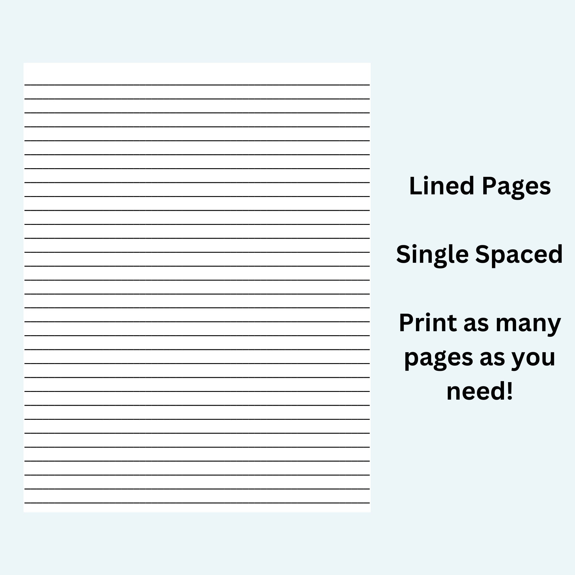 Single Spaced Lined Page, Printable, A4, A5, Letter, Remarkable2 - Etsy
