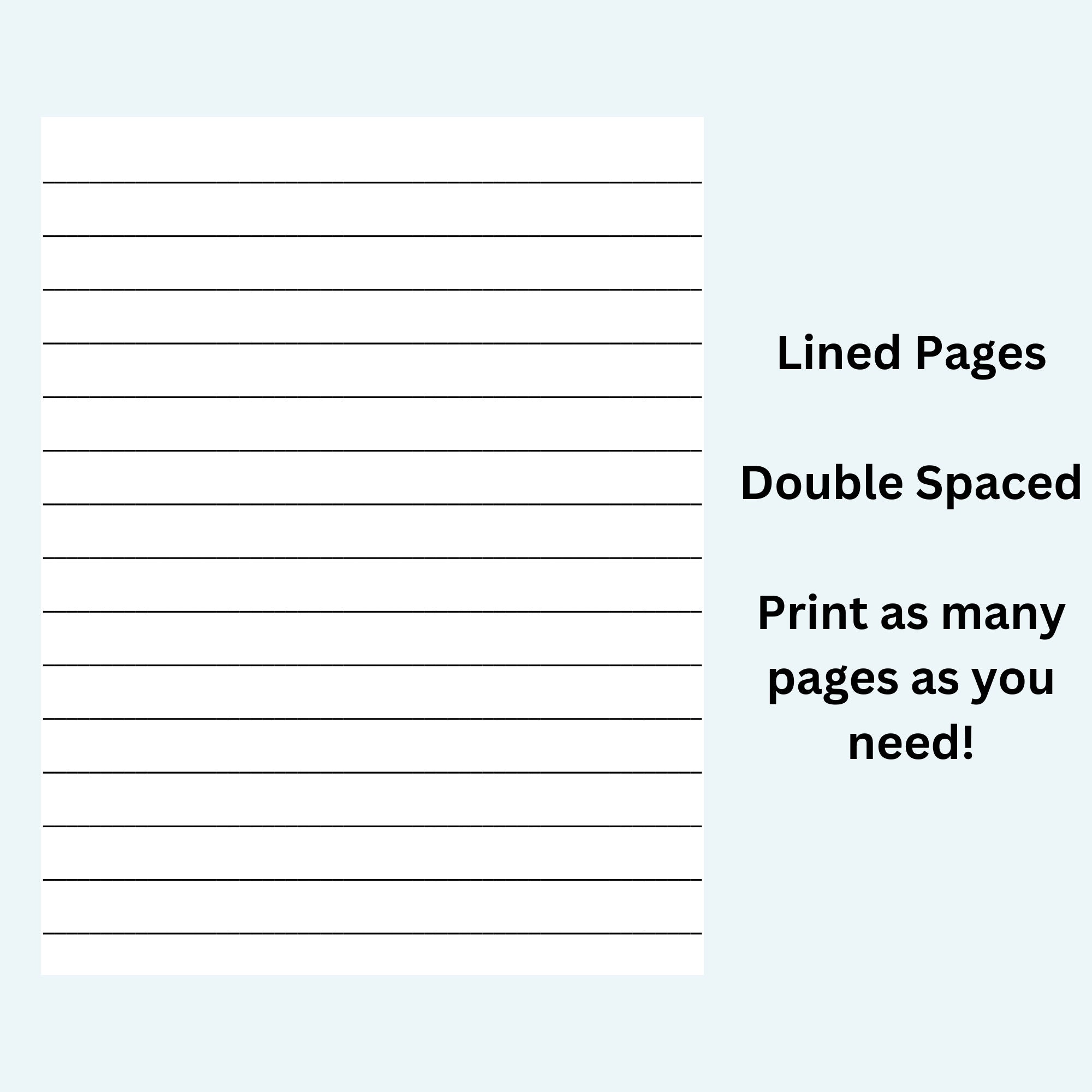 Double Spaced Lined Page, Printable, A4, A5, Letter, Remarkable2 - Etsy
