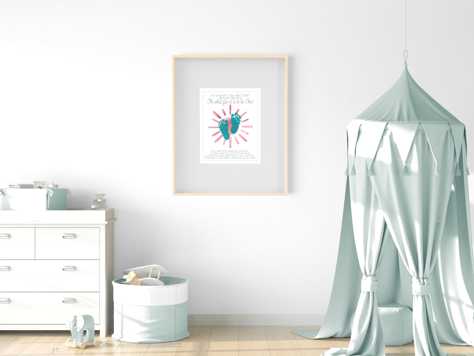 First Birthday Handprint Footprint Craft, One Year Old Milestone Craft ...