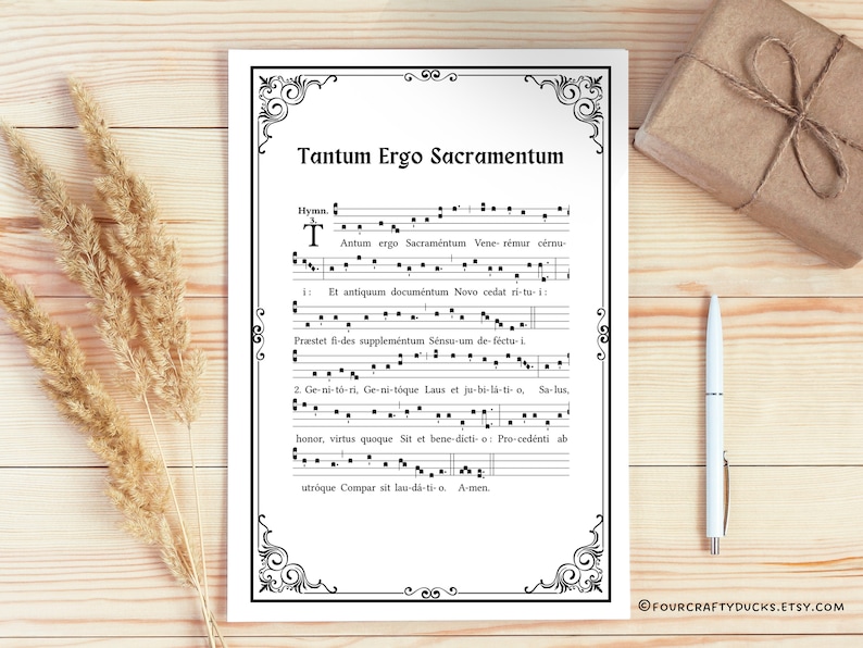 Tantum Ergo Sacramentum Printable: Latin Gregorian Chant (PDF Download ...