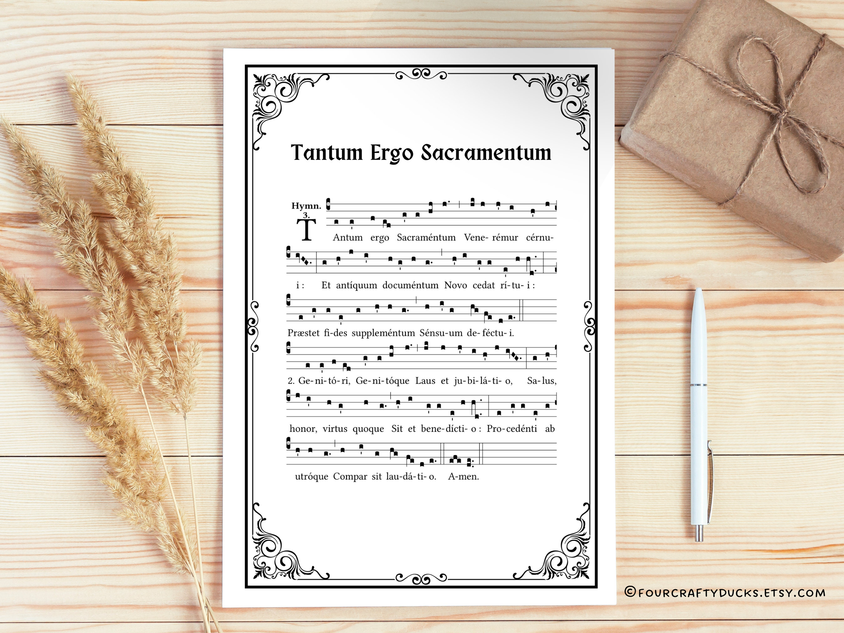 Tantum Ergo Sacramentum Printable, Gregorian Chant Art Print, Catholic ...