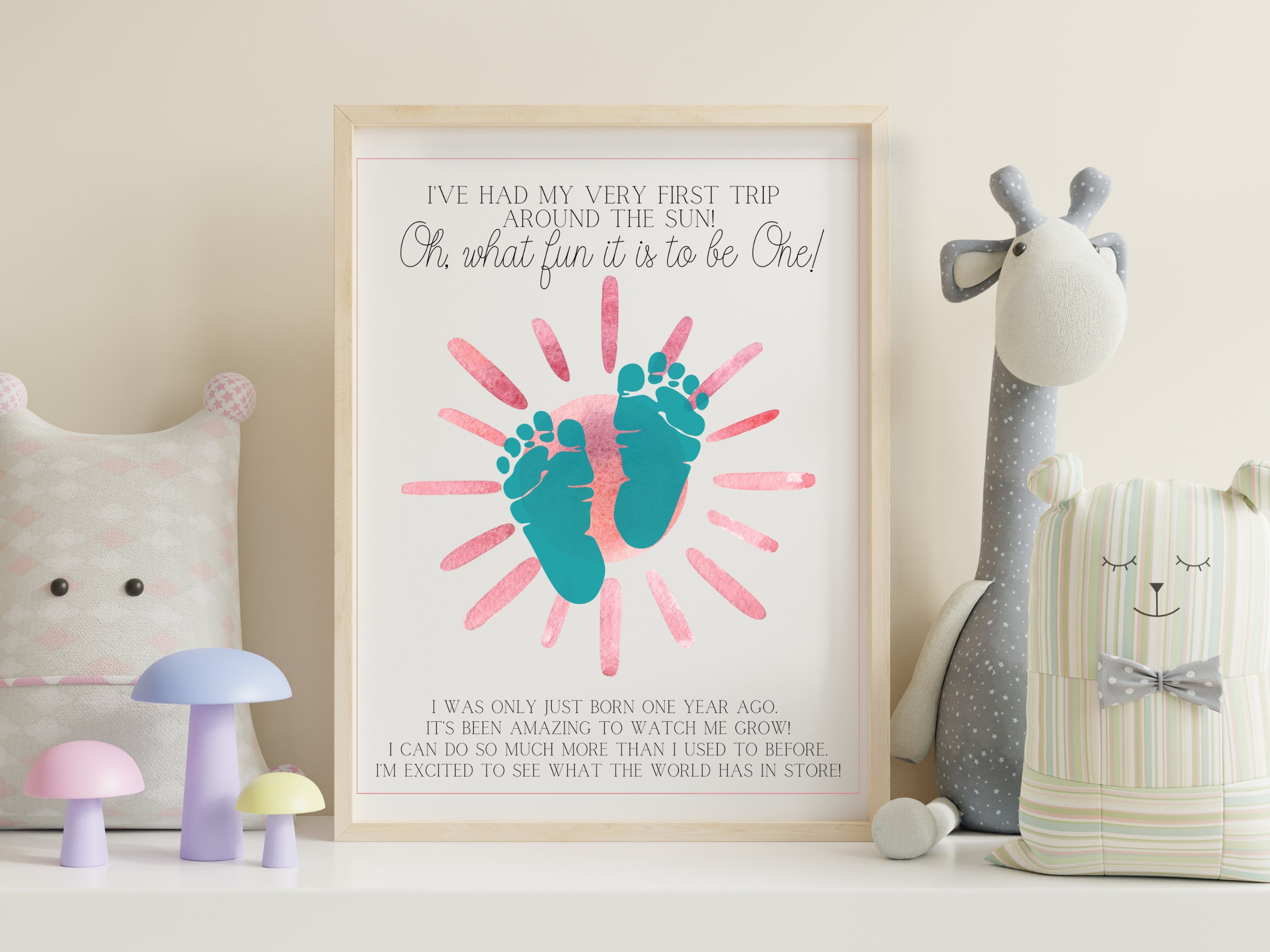 First Birthday Handprint Footprint Craft, One Year Old Milestone Craft ...