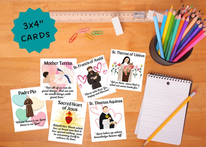 Printable Catholic Saints Valentines: Kids' Class Cards (PDF) - Etsy