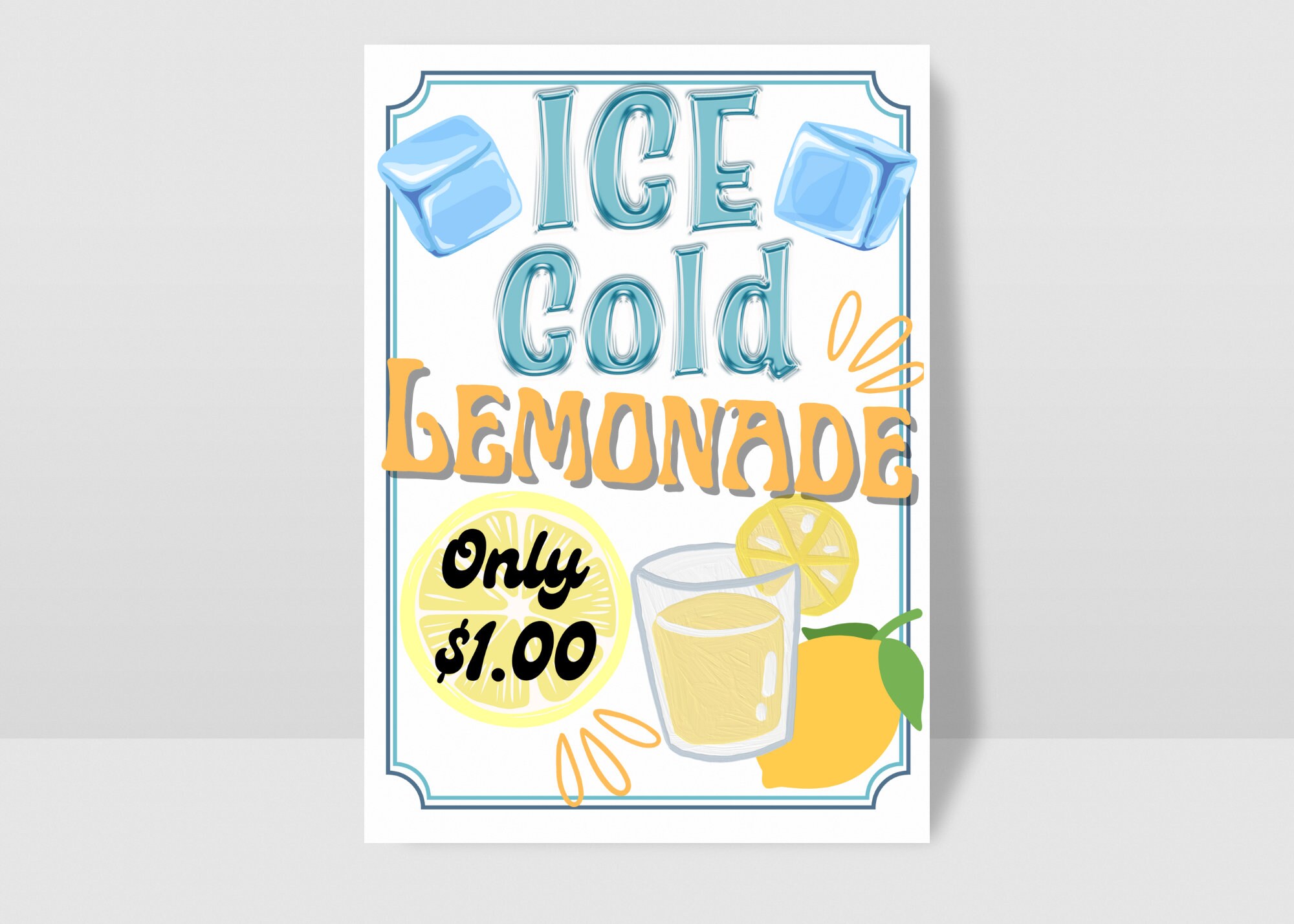 Lemonade Stand Signs, Four Printables, Ice Cold Lemonade, Fresh ...