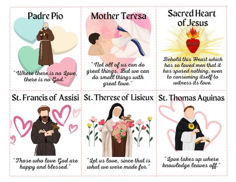 Printable Catholic Saints Valentines: Kids' Class Cards (PDF) - Etsy
