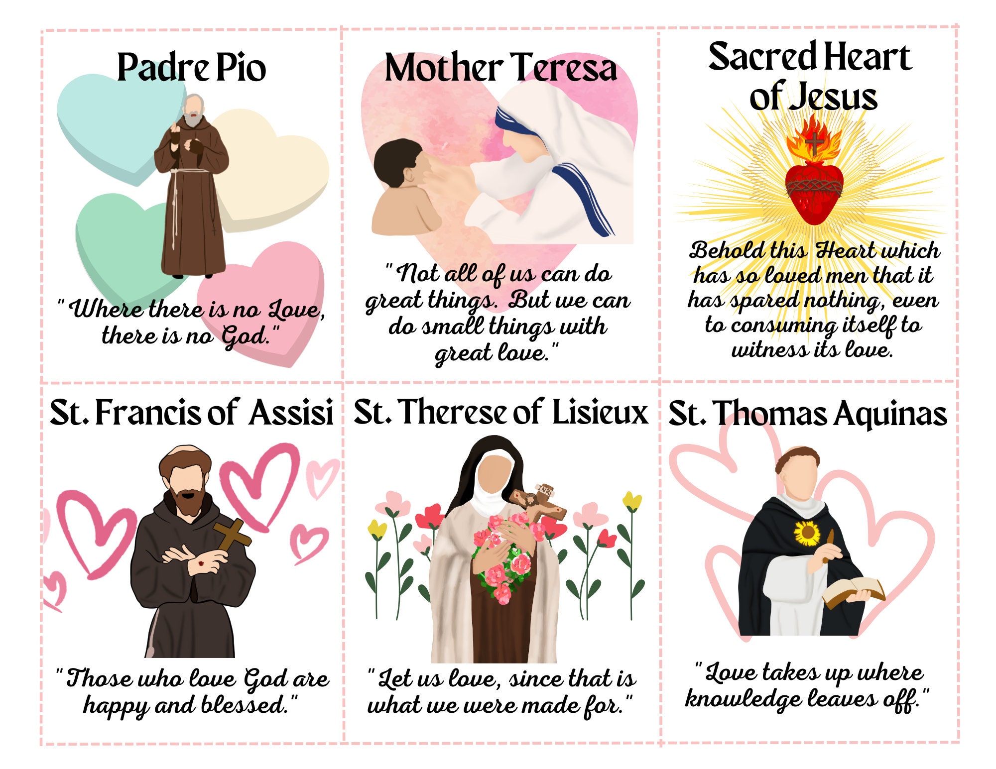 Printable Catholic Saints Valentines, Cute Valentines for Kids ...