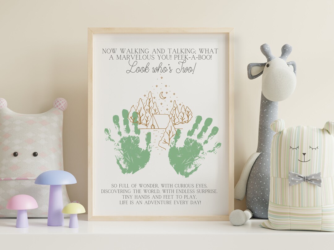 2nd Birthday Handprint Craft, Two Year Old Milestone Craft, PRINTABLE ...