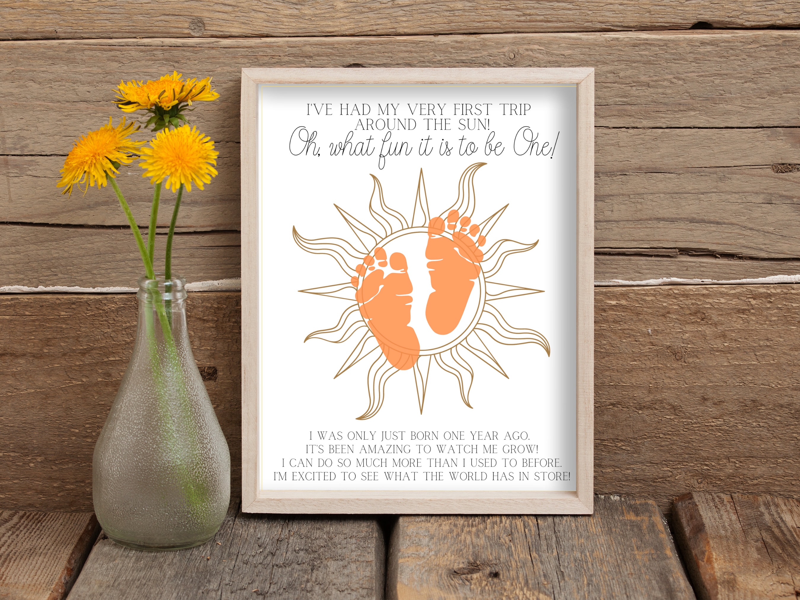 First Birthday Handprint Footprint Craft, One Year Old Milestone Craft ...