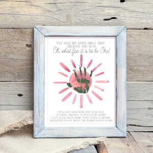 First Birthday Handprint Footprint Craft, One Year Old Milestone Craft ...