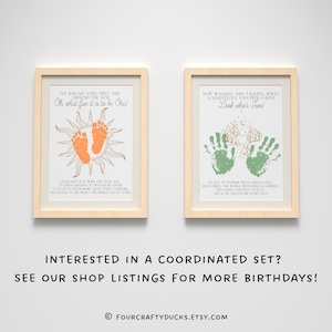 First Birthday Handprint Footprint Craft, Gift for 1st Bday, One Year ...
