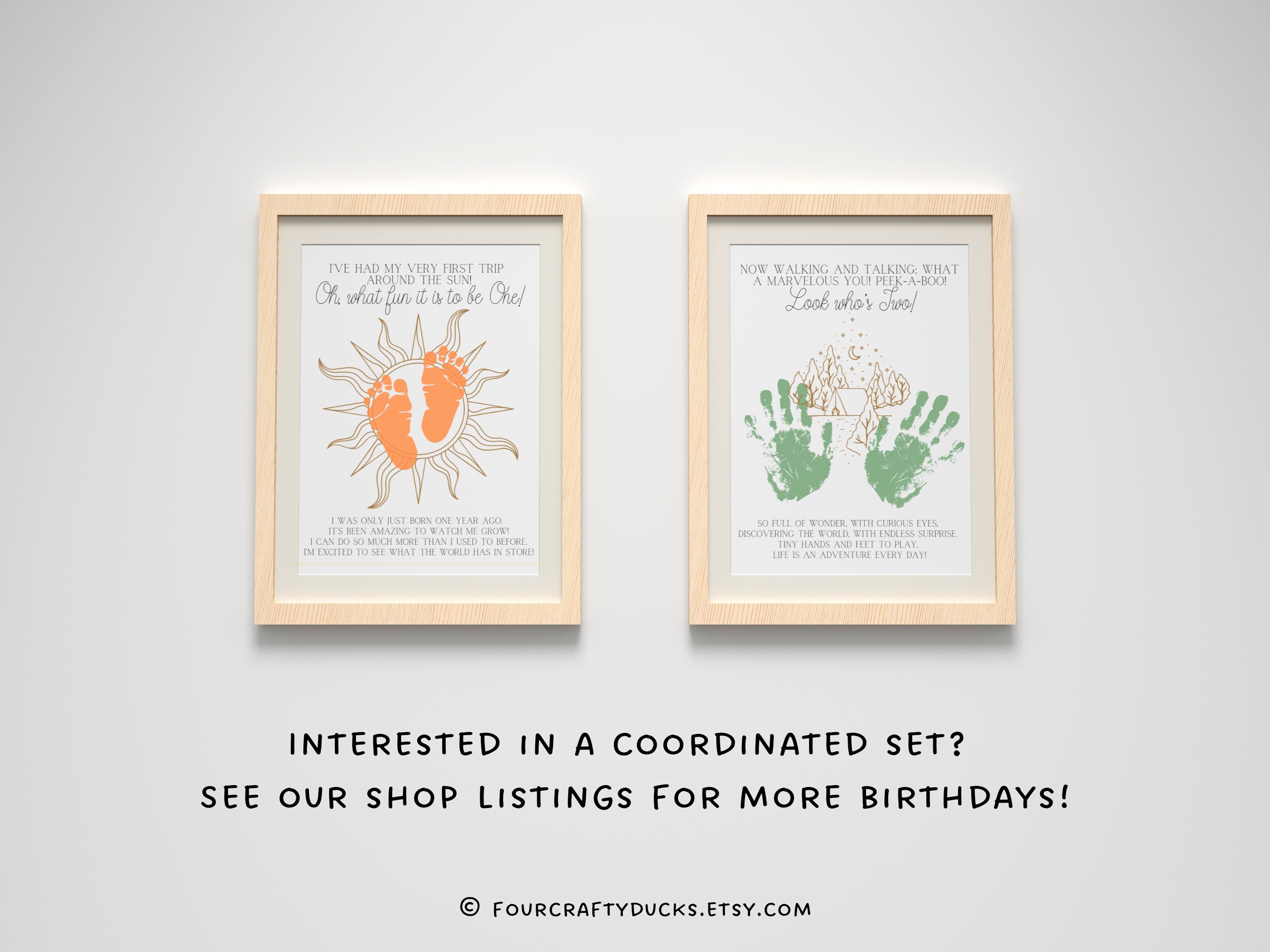 First Birthday Handprint Footprint Art: Keepsake Gift (digital Download ...