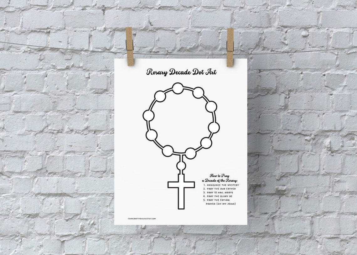 Kids Rosary Printable, Decade of the Rosary Dot Art, Catholic Religious ...