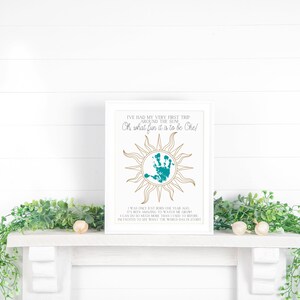 First Birthday Handprint Footprint Art: Neutral Nursery Decor (digital ...
