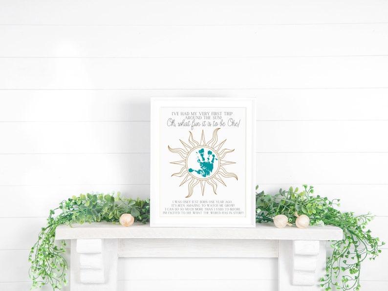 First Birthday Handprint Footprint Craft, One Year Old Milestone Craft ...