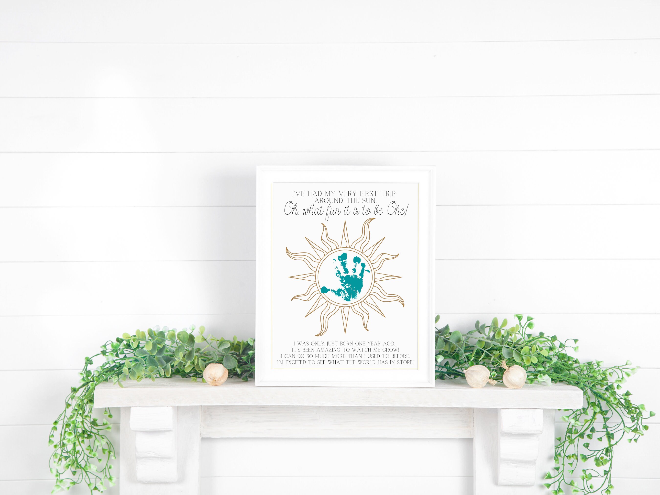 First Birthday Handprint Footprint Craft, One Year Old Milestone Craft ...