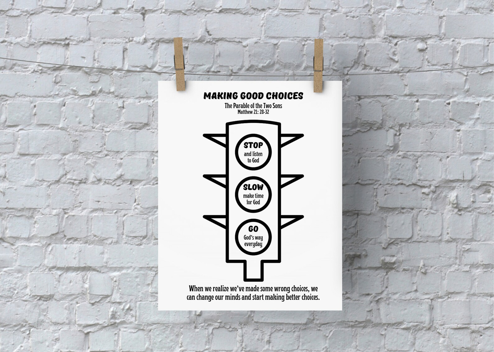 Making Good Choices Coloring Page, Parable of the Two Sons, Catholic ...