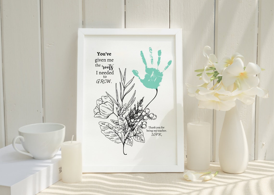 Teacher Appreciation Handprint Art: Floral Bouquet Coloring Page (PDF ...
