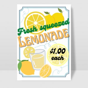 Lemonade Stand Signs, Four Printables, Ice Cold Lemonade, Fresh ...