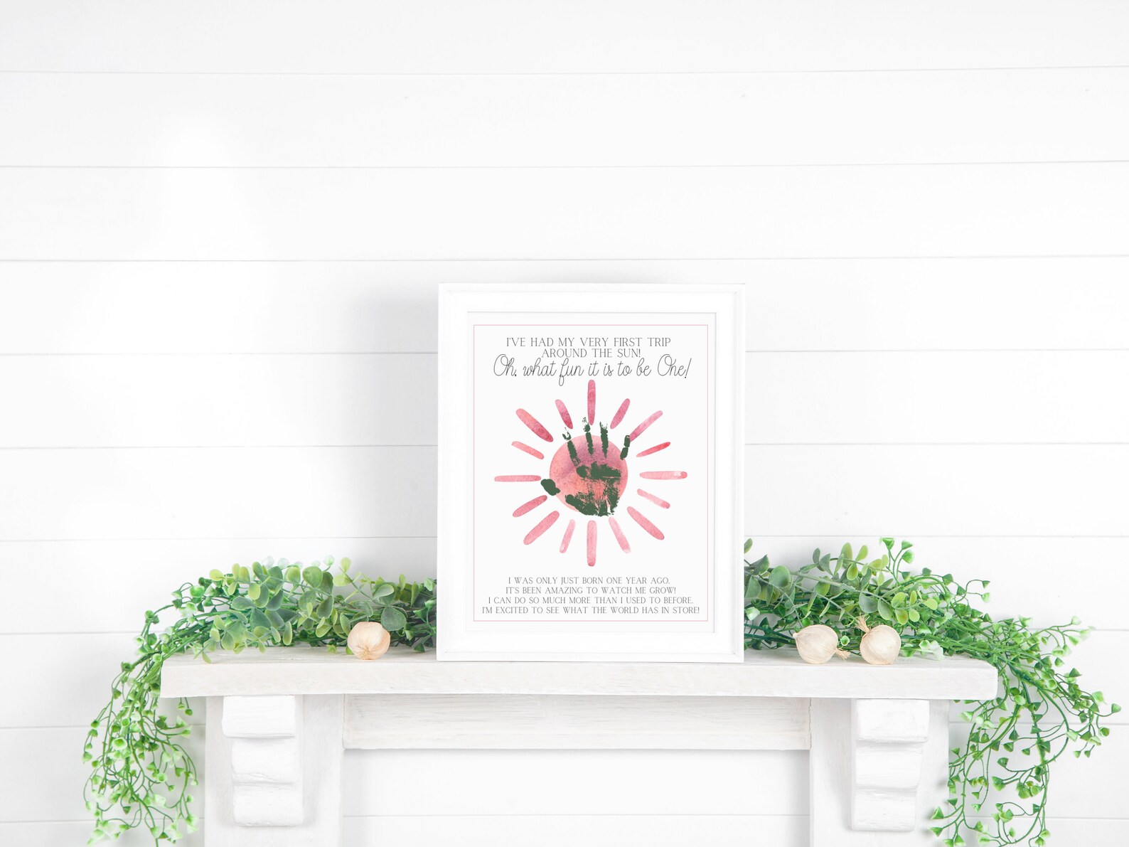 First Birthday Handprint Footprint Craft, One Year Old Milestone Craft ...