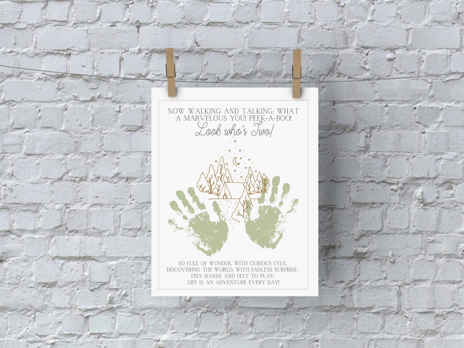2nd Birthday Handprint Craft, Two Year Old Milestone Craft, PRINTABLE ...