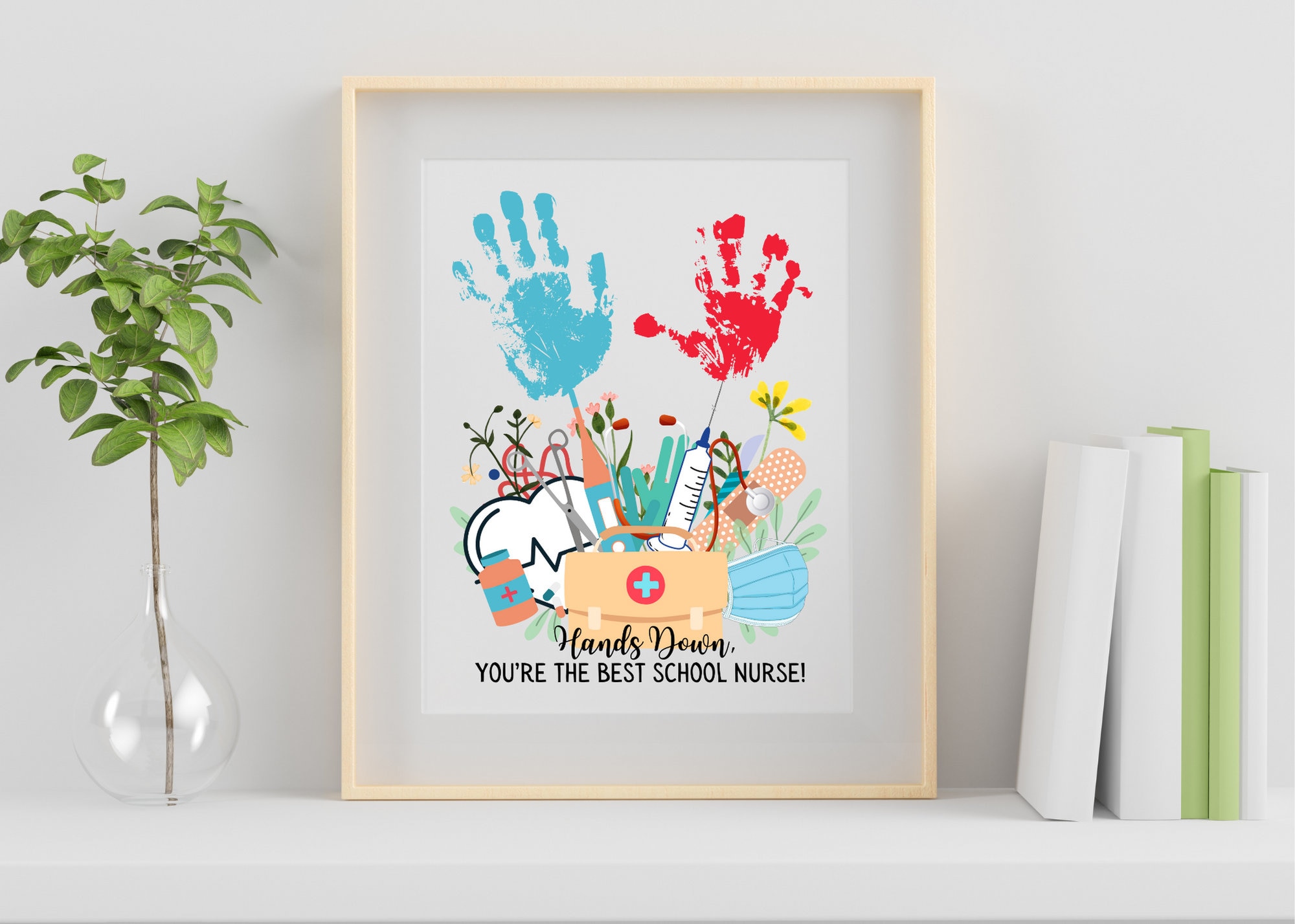 School Nurse Gift, Printable Nurse Handprint Art Craft, Nurse Thank You ...