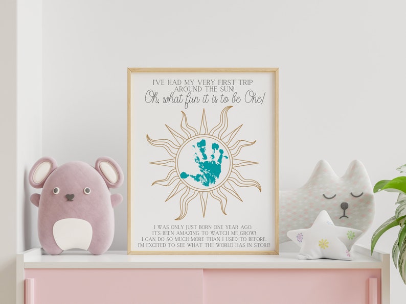 First Birthday Handprint Footprint Craft, One Year Old Milestone Craft ...