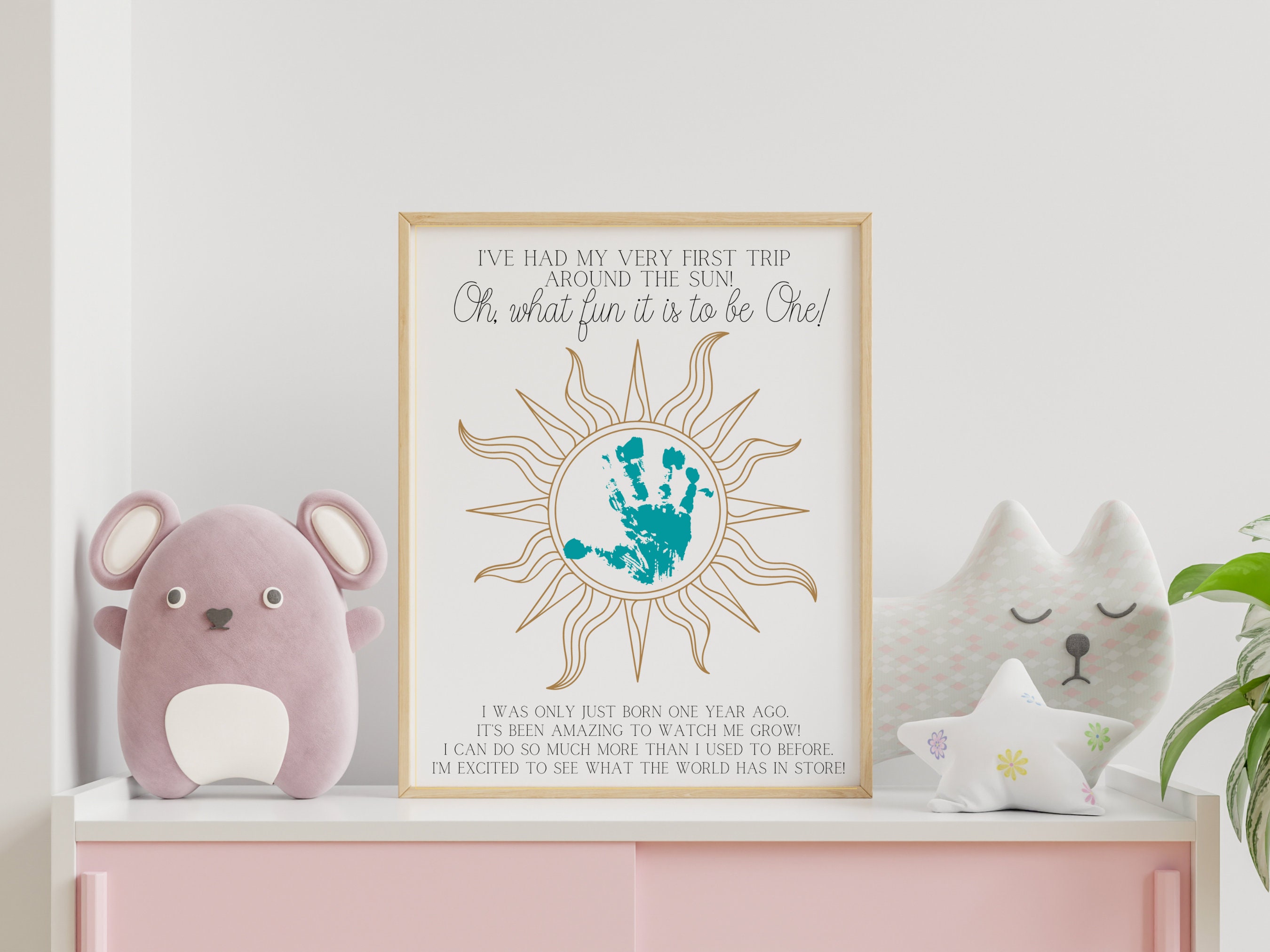 First Birthday Handprint Footprint Craft, One Year Old Milestone Craft ...