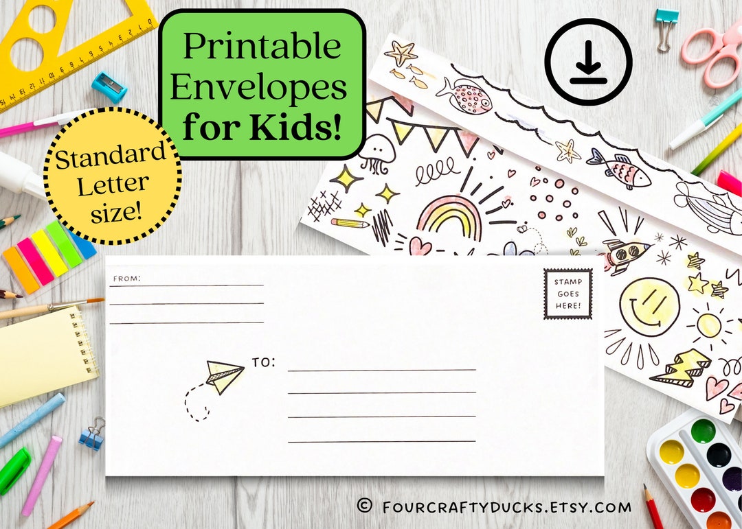 Printable Envelopes for Kids, Stationary for Kids, Pen Pal Envelopes ...