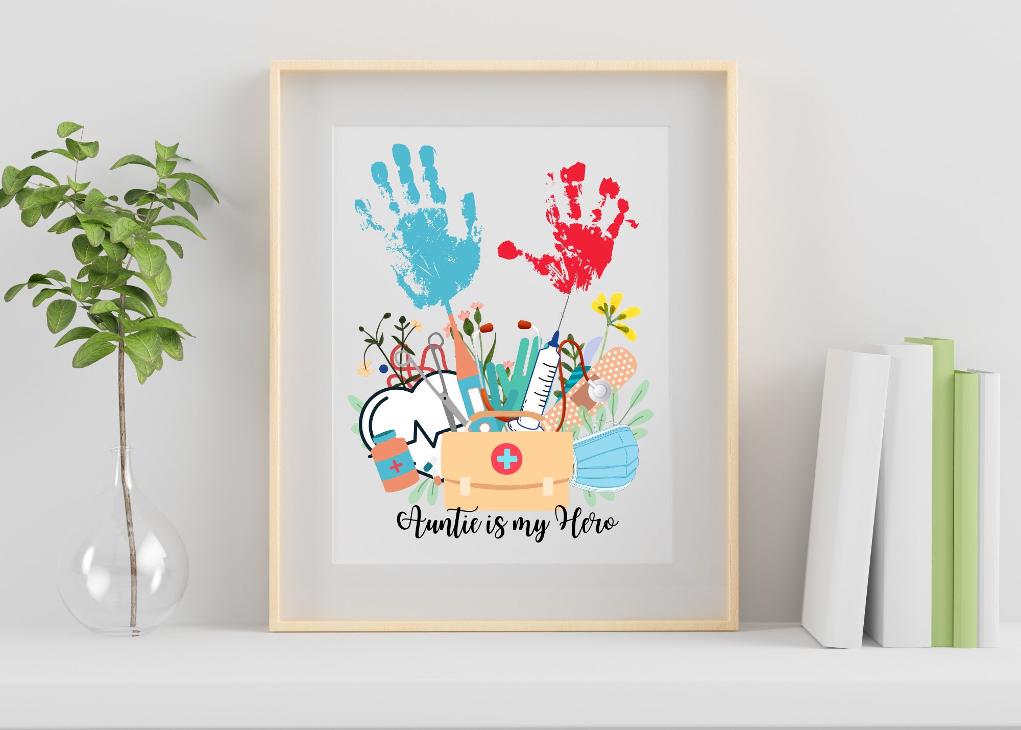 Doctor Aunt Handprint Art: Hero Gift, Mother's Day Craft (digital ...