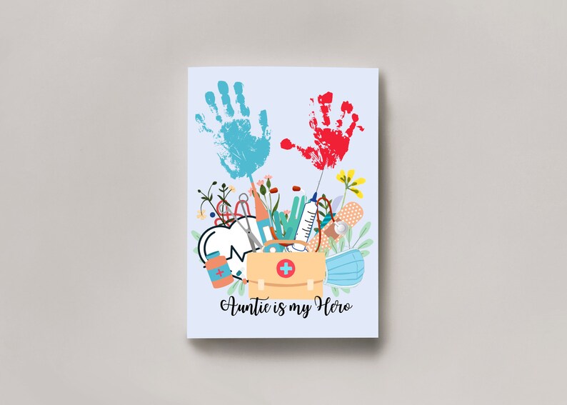 Doctor Aunt Handprint Art: Hero Gift, Mother's Day Craft (digital ...