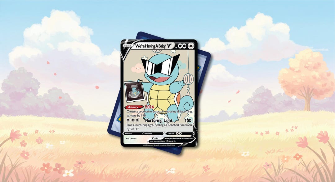 Custom Squirtle Squad Pokemon Card, Pregnancy Announcement, Baby Reveal ...