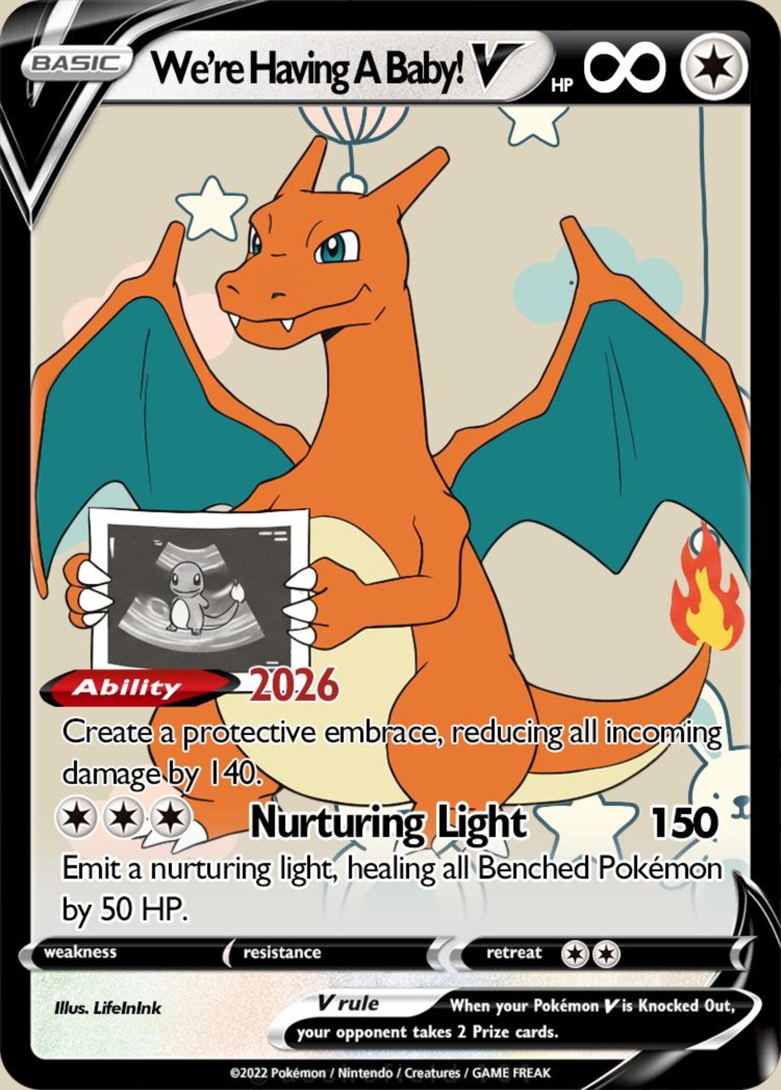 Charizard Pregnancy Announcement Card | Custom Pokemon Fan Art Gift - Etsy