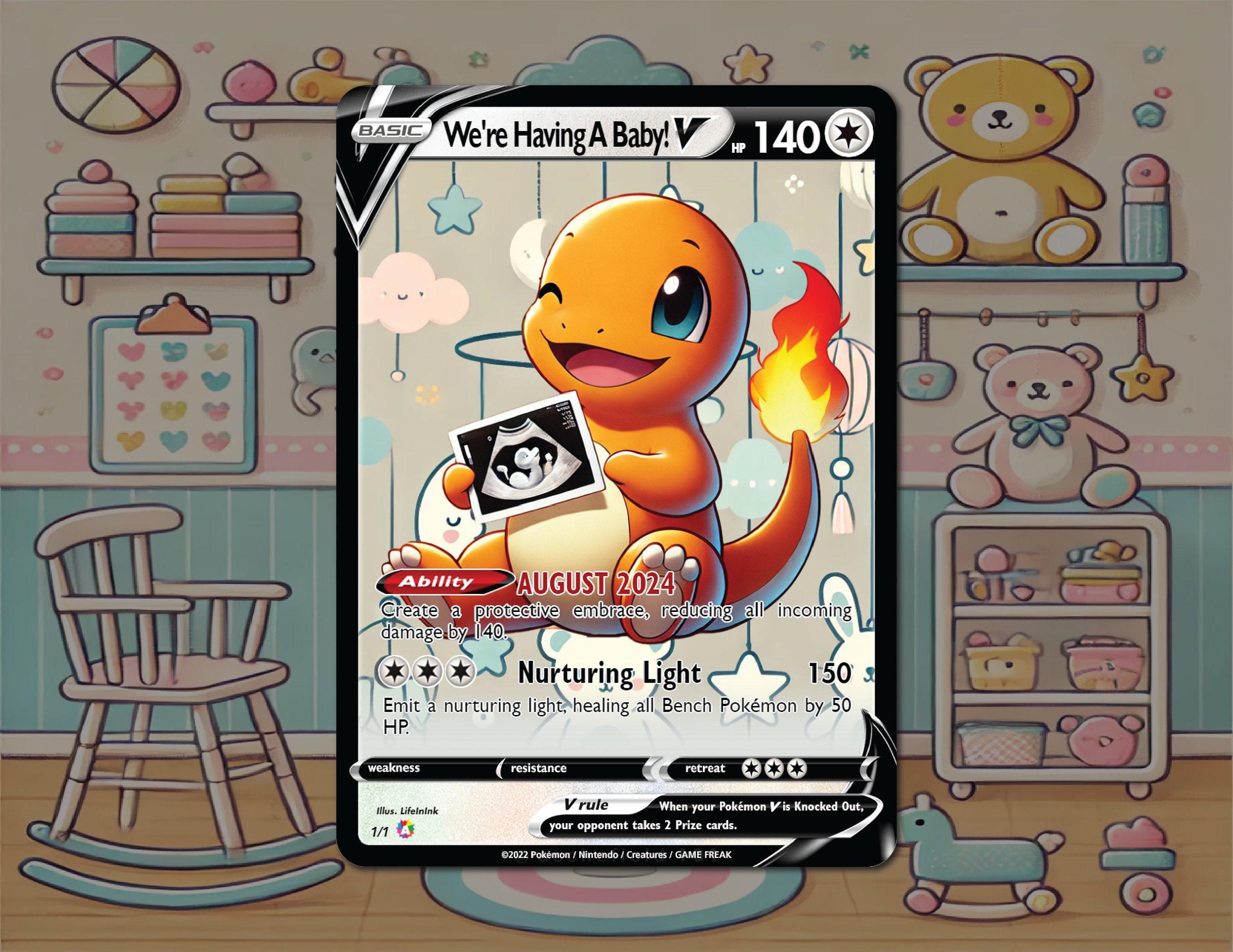 Pokemon Pregnancy Card Eevee, Squirtle, Charmander, and Snorlax Custom ...