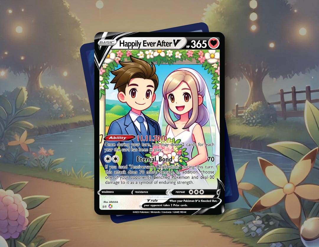 Custom Pokemon Anniversary Card, Personalized Couple Gift - Etsy