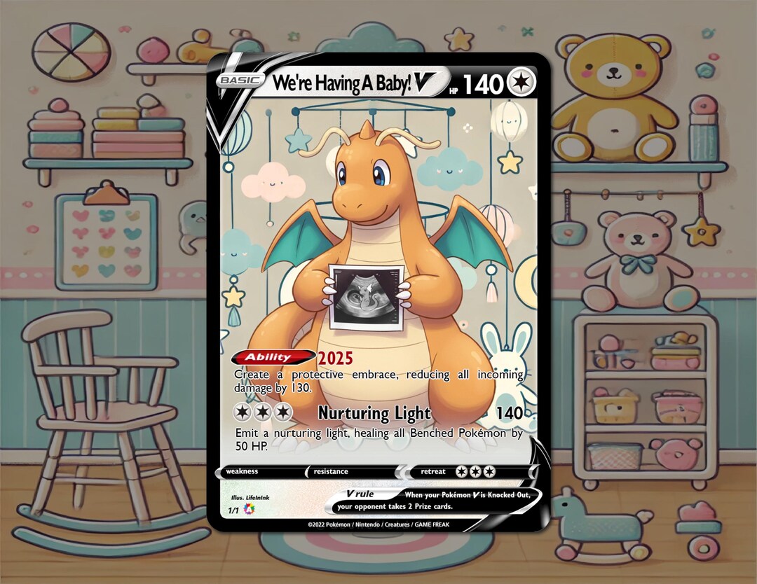 Pokemon Pregnancy Card Dragonite, Mew, Eevee, Squirtle, Charmander, and ...