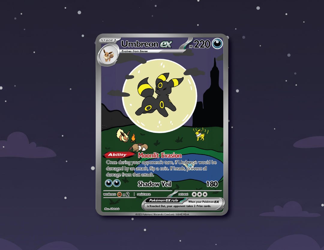 Carta estilo poké Bubble Umbreon | Carta colecionável feita por fãs ...