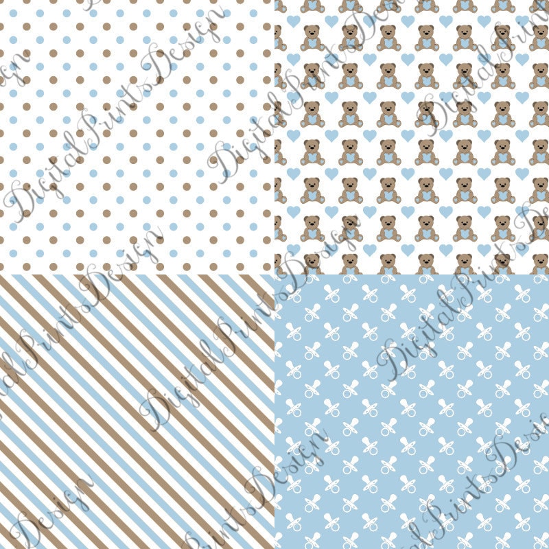 MY LITTLE BOY Digital Paper Blue and Brown Digital Paper Boy ...