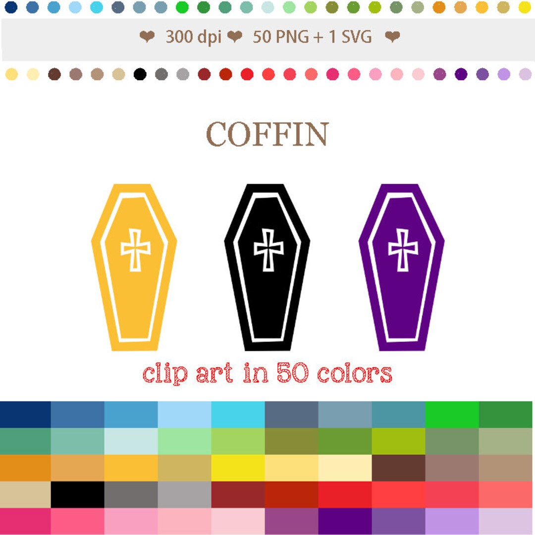 50 Colors Digital COFFIN Clipart Halloween Clip Art Spooky Fall Autumn ...
