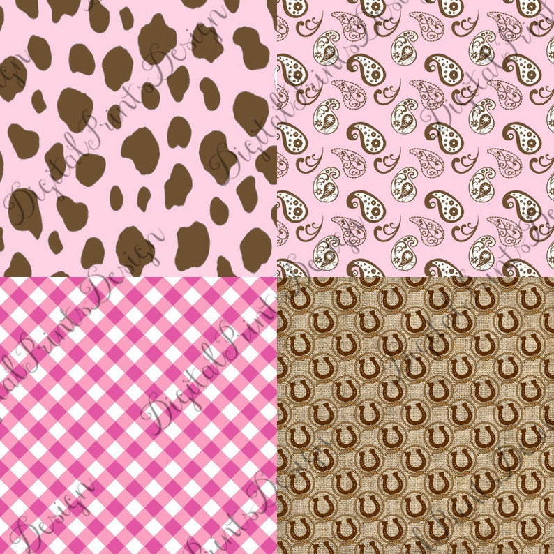 COWGIRL LINE DANCE Digital Paper Seamless Pattern Pink Brown - Etsy