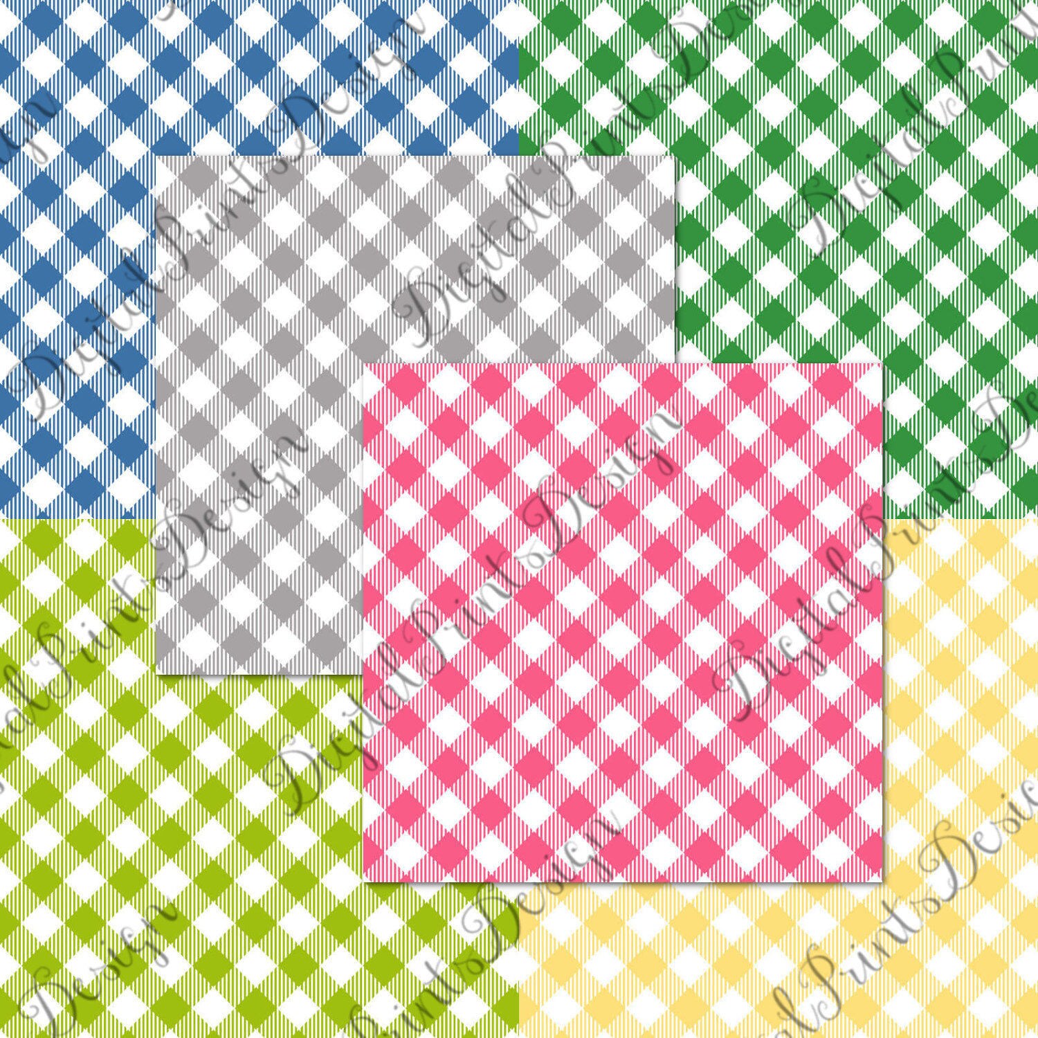 GINGHAM Digital Paper Rainbow Gingham Digital Paper Pack Buffalo Check ...