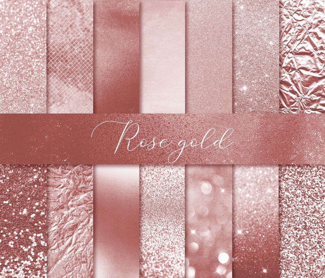 Rose Gold Digital Paper Rose Gold Scrapbook Paper Blush Pink Digital ...