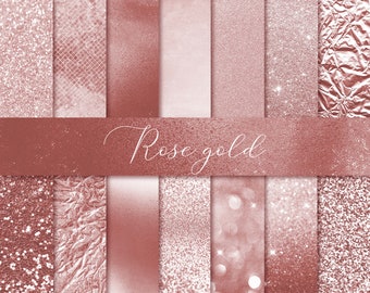 Rose Golds 100 Rose Gold Digital Papers, Rose Gold Textures, Glitter ...