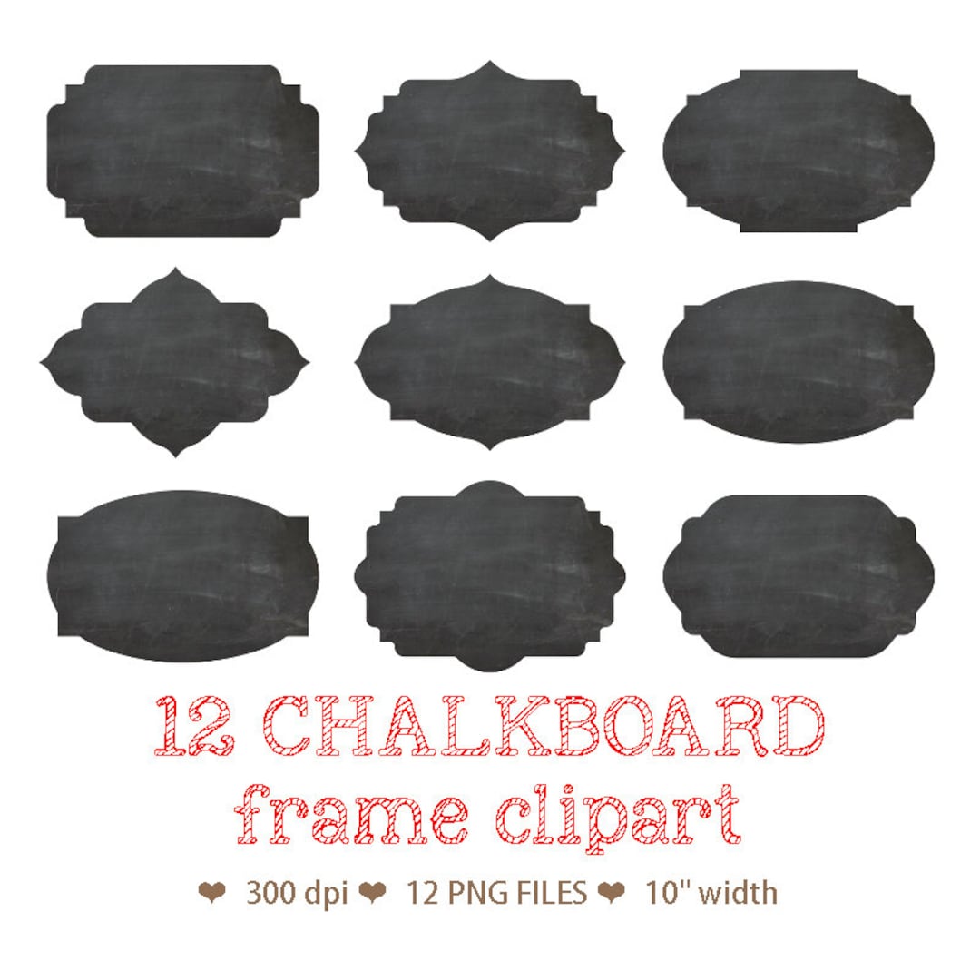 12 Digital CHALKBOARD FRAME Clipart Chalkboard Label Clip Art ...