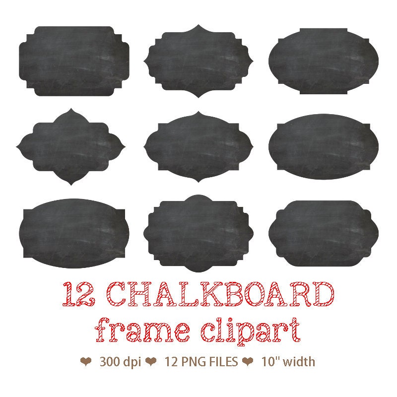 12 Digital CHALKBOARD FRAME Clipart Chalkboard Label Clip Art - Etsy