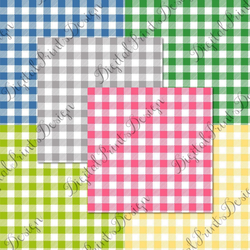 BUFFALO PLAID Digital Paper Rainbow Gingham Digital Paper Pack - Etsy