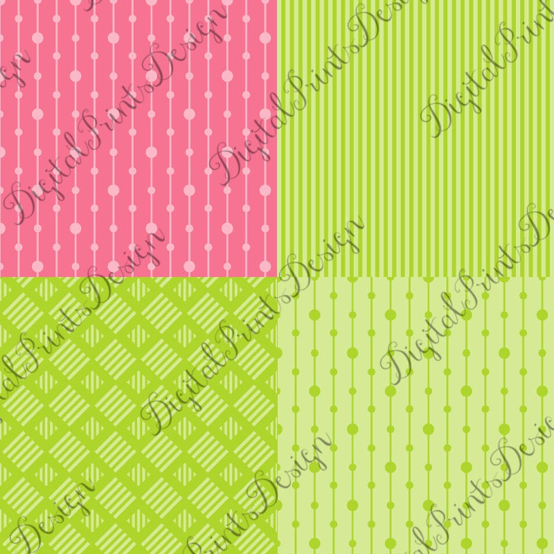 PINK & LIME GREEN Digital Paper Pack Stripe Paper Arrow | Etsy